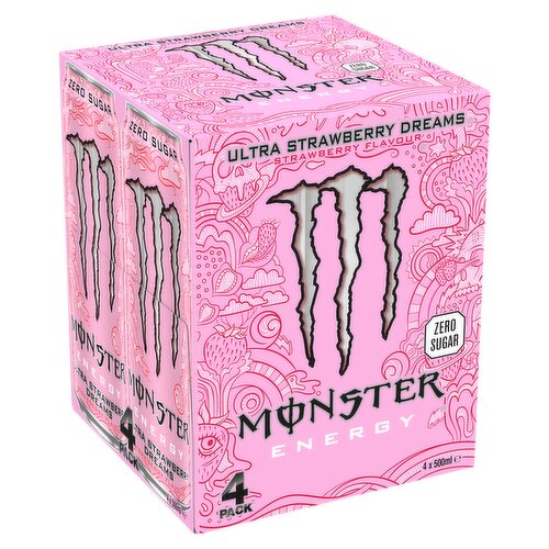 Monster Energy Ultra Strawberry Dreams Strawberry Flavour 4 x 500ml ...