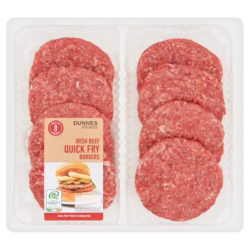 Dunnes Stores 8 Irish Beef Quick Fry Burgers 800g - Dunnes Stores