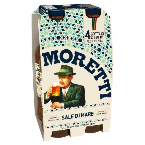 Moretti Unfiltered Premium Lager with a Hint of Italian Sea Salt 4 x ...