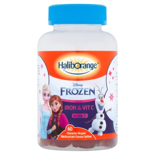 Haliborange Disney Frozen Iron & Vit C 60 Character Shaped Blackcurrant ...