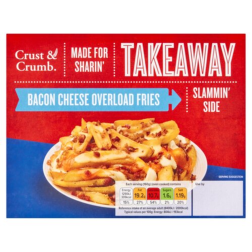 Crust & Crumb Takeaway Bacon Cheese Overload Fries 320g - Dunnes Stores