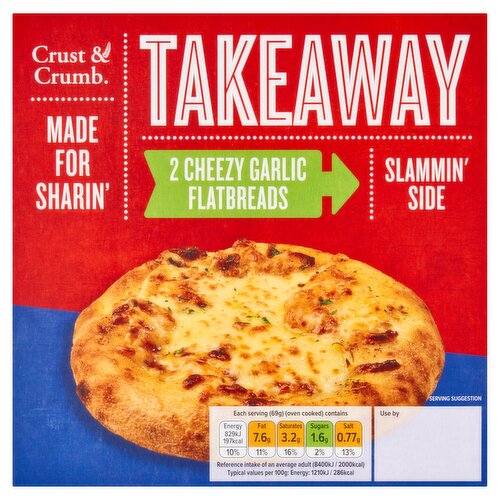 Crust & Crumb Takeaway 2 Cheezy Garlic Flatbreads 290g - Dunnes Stores