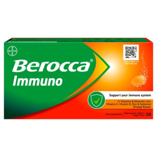 Berocca Immuno 30 Orange Flavour Sugar Free Effervescent Tablets ...
