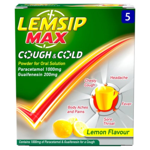 Lemsip Max Cough & Cold Powder for Oral Solution Paracetamol 1000mg Guaifenesin 200mg - Dunnes ...