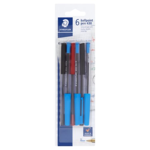 Staedtler 6 Assorted Ballpoint Pen 430 M ~ 1.0mm - Dunnes Stores
