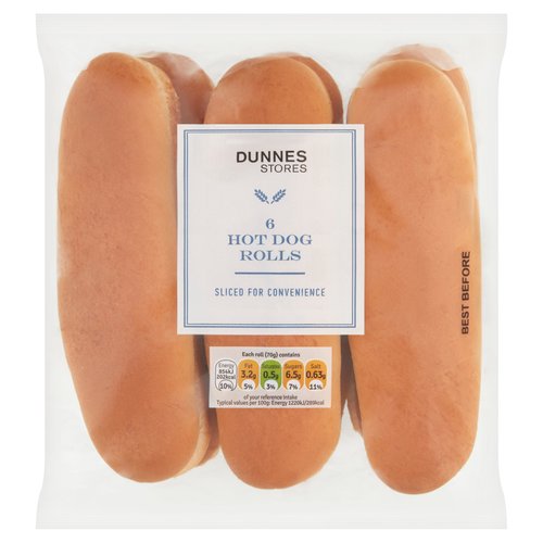 Dunnes Stores 6 Hot Dog Rolls 420g - Dunnes Stores