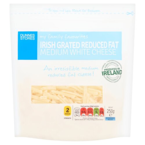 Dunnes Stores My Family Favourite Irish Grated Reduced Fat Medium White ...