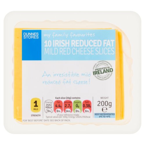 Dunnes Stores My Family Favourites 10 Irish Reduced Fat Mild Red Cheese ...