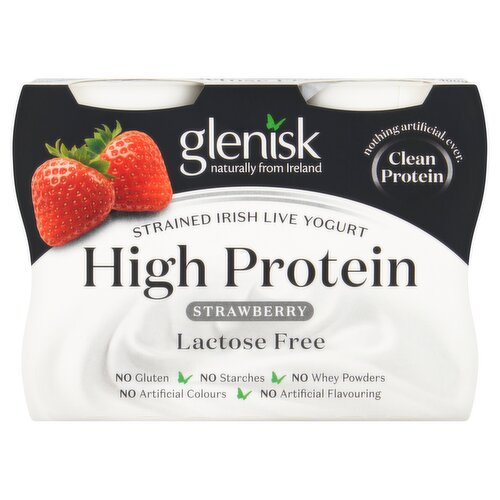 Glenisk High Protein Strawberry Strained Irish Live Yogurt 4 x 100g ...