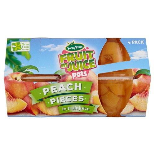 Sunny South Fruit in Juice Pots Peach Pieces in Fruit Juice 4 x 113g ...