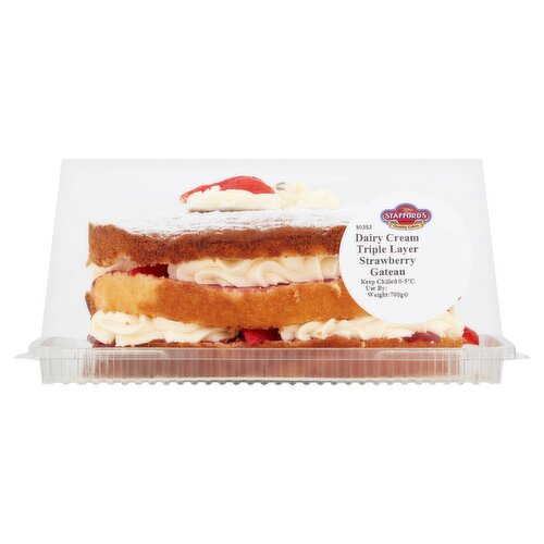 Stafford's Bakeries Dairy Cream Triple Layer Strawberry Gateau 700g ...