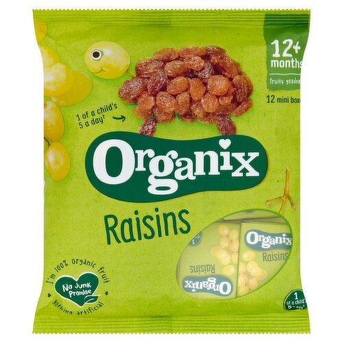 Organix Mini Organic Raisin Snack Boxes Toddler Snacks Multipack 12x14g ...