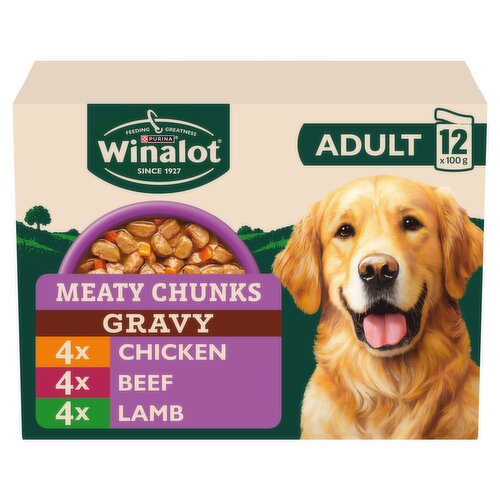 WINALOT Meaty Chunks Mixed in Gravy Wet Dog Food 12x100g - Dunnes Stores