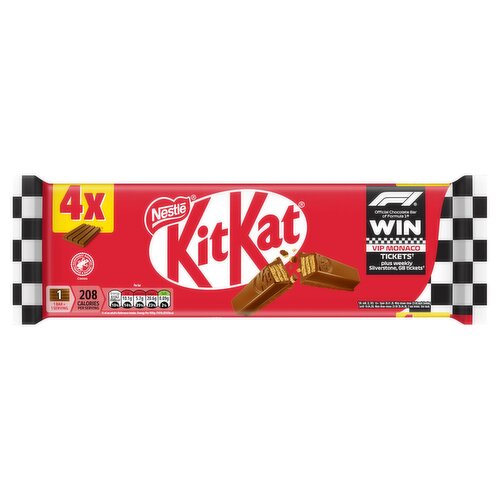 KitKat F1 4 Finger Milk Chocolate Biscuit Bar 4 Pack Multipack 166g ...