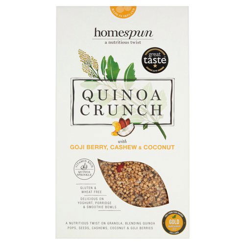 Homespun Quinoa Crunch with Goji Berry, Cashew & Coconut 275g - Dunnes ...