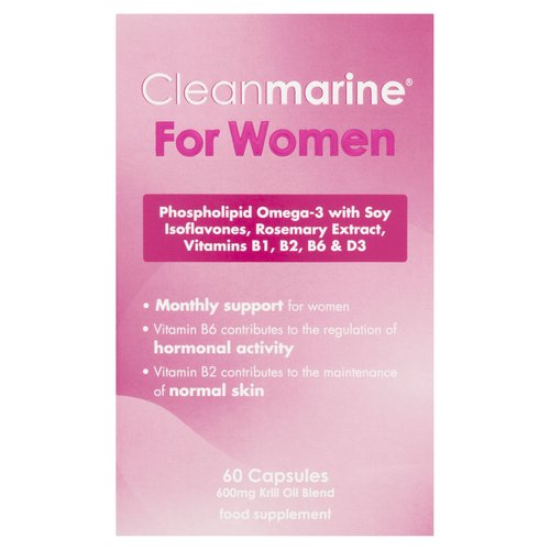 Cleanmarine For Women 600mg Krill Oil Blend Food Supplement 60 Capsules ...