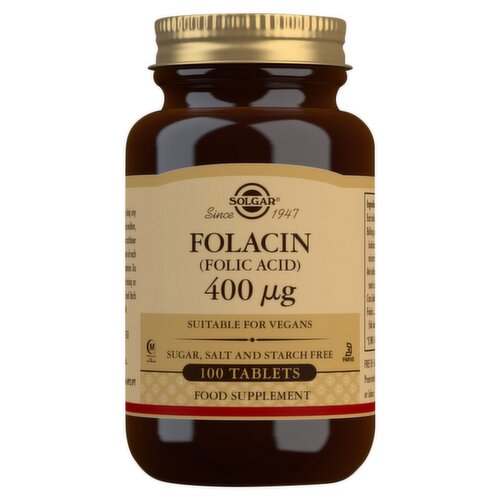 Solgar Folacin (Folic Acid) 400μg 100 Tablets - Dunnes Stores