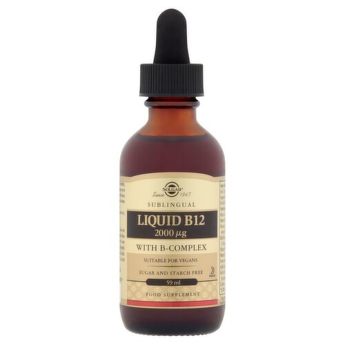 Solgar Sublingual Liquid B12 2000 µg with B-Complex 59ml - Dunnes Stores