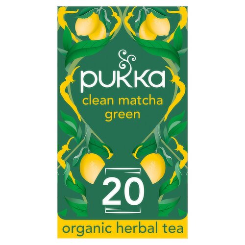 Pukka Organic Clean Matcha Green Tea 20 Home Compostable Green Tea Bags ...