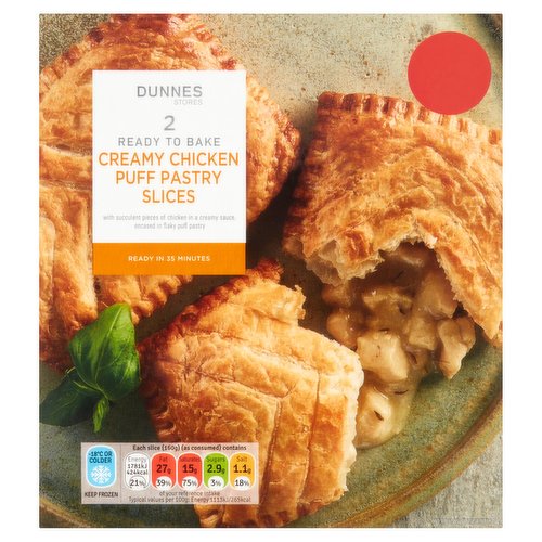 Dunnes Stores 2 Ready to Bake Creamy Chicken Puff Pastry Slices 2 x ...