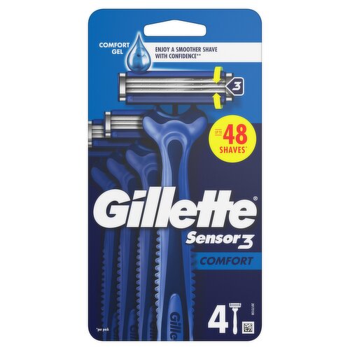 Gillette Sensor3 Comfort, Disposable Razors For Men, 4-Pack Razors ...