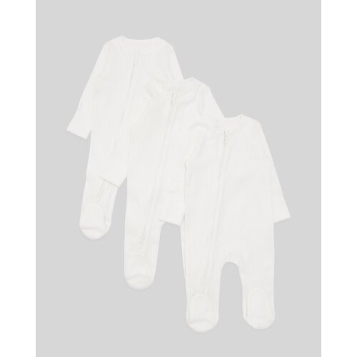 Cotton Cream Two-Way-Zip Sleepsuit - Pack Of 3 Cream Newborn - Dunnes ...