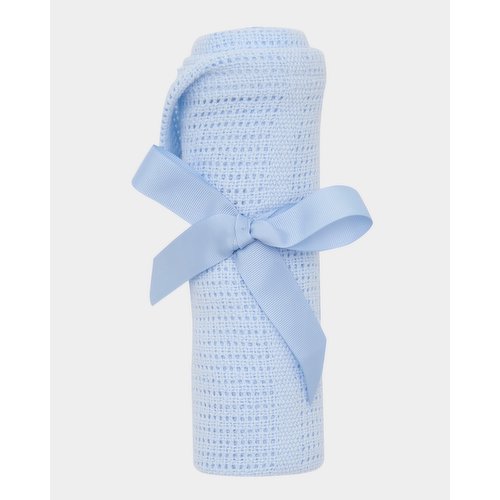 Cellular Cotton Blanket - Blue - Dunnes Stores